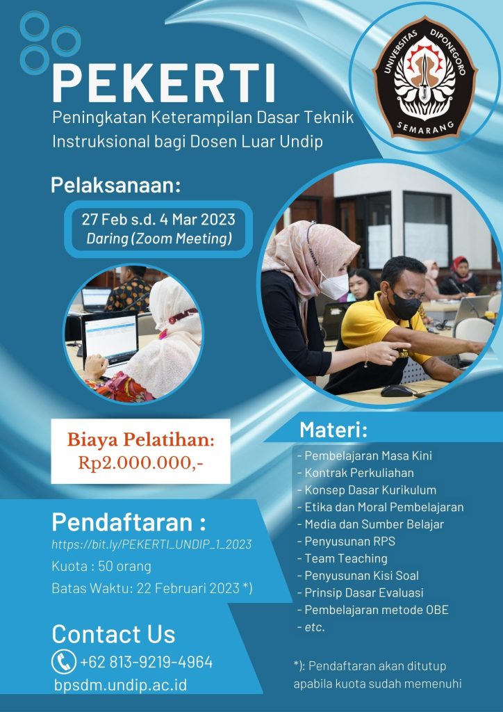 Pendaftaran Pelatihan PEKERTI bagi Dosen Luar Undip Batch 1 Tahun 2023 ...